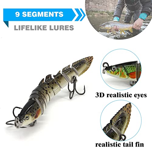 Fishing Lures for Freshwater 3pcs Animated Swimbaits for Bass, Catfish, Pike, Snakehead, Trout, Salmon (A-3.9",0.35oz)