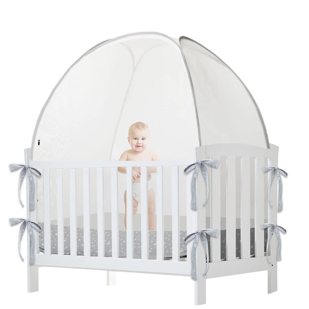 De-Lovely Crib Pop Up Tent, Crib Tent, Baby Mesh Cover Net, Crib Tent to Keep Baby from Climbing out