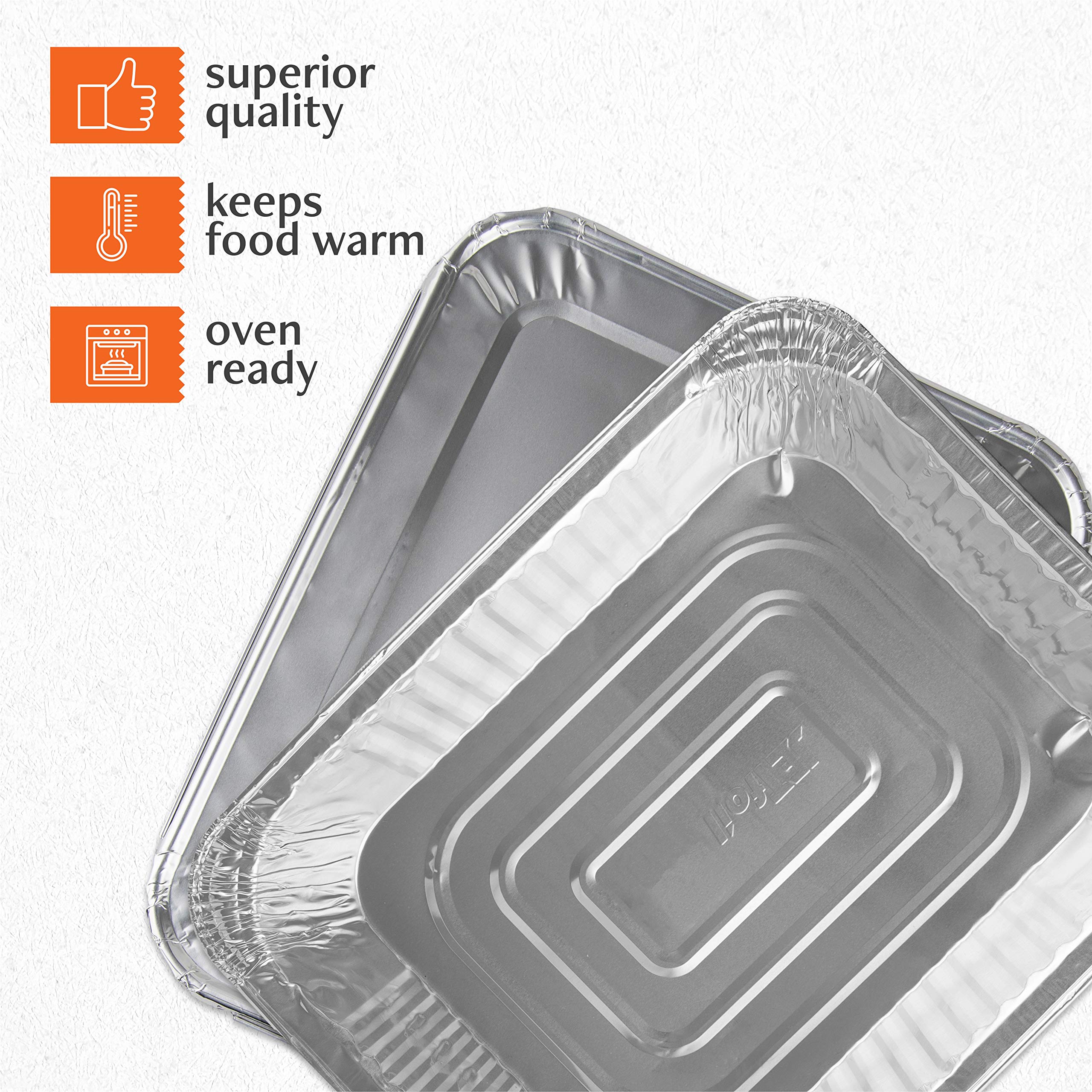 PLASTICPRO Disposable 9 x 13 Aluminum Foil Pans With Lids Half Size Deep Steam Table Bakeware - Cookware Perfect for Baking Cakes, Bread, Meatloaf, Lasagna Pack of 25 Pans & 25 Lids