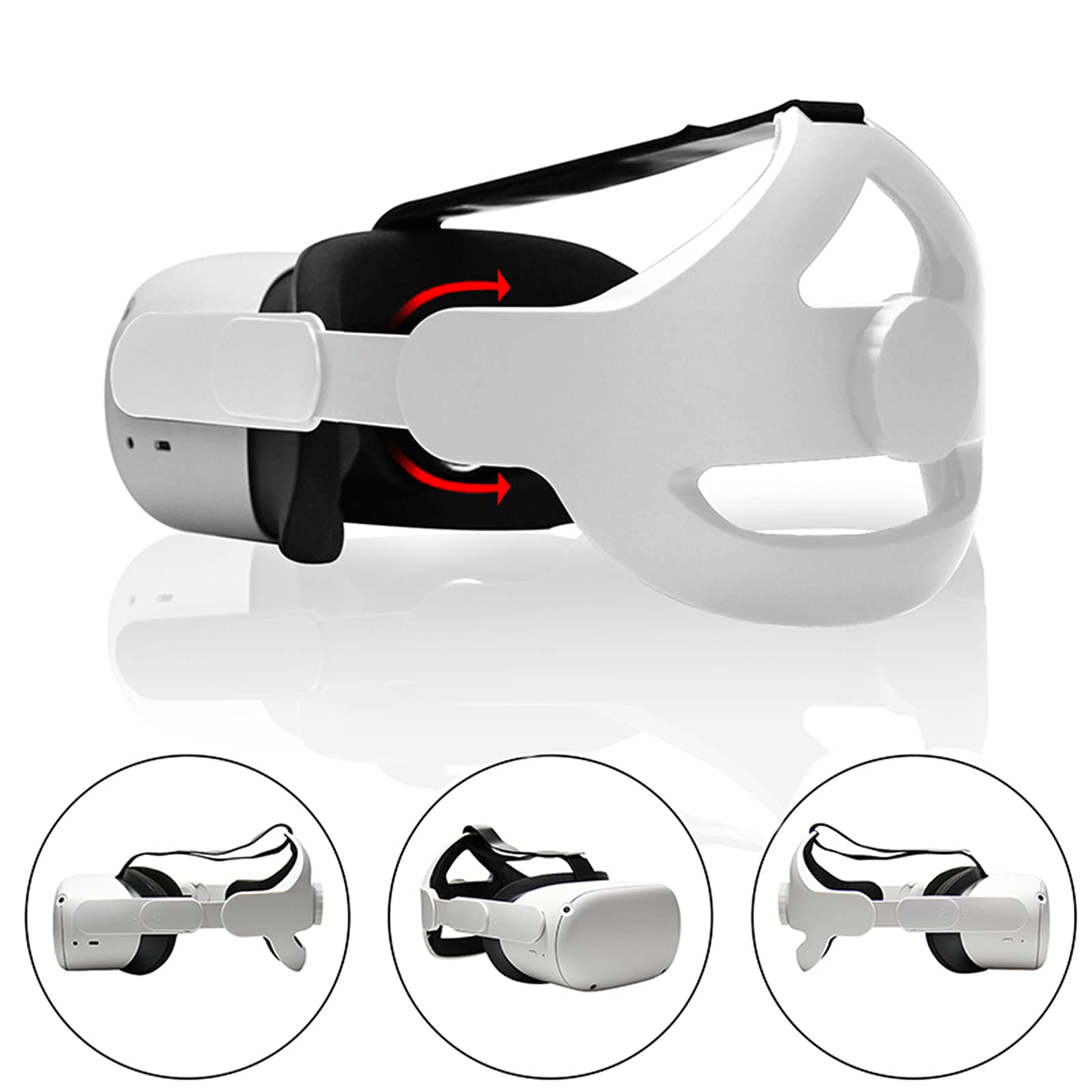 Eiles Adjustable Elite Strap for Oculus Quest 2 Head Strap Pad Comfortable Reduce Head Pressure Balance Weight Oculus Quest 2 Accessories [No Touching Ears] (K6 White)