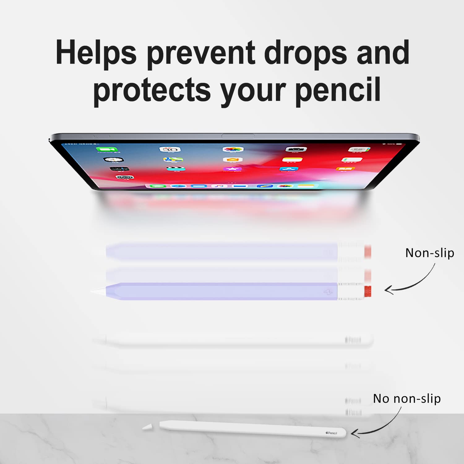iPad Pencil Case, Compatible with Apple Pencil 2nd Generation Cover, Durable Silicone, Comfortable Soft, Compatible with Magnetic Charging and Double Tap (Cartoon Purple)