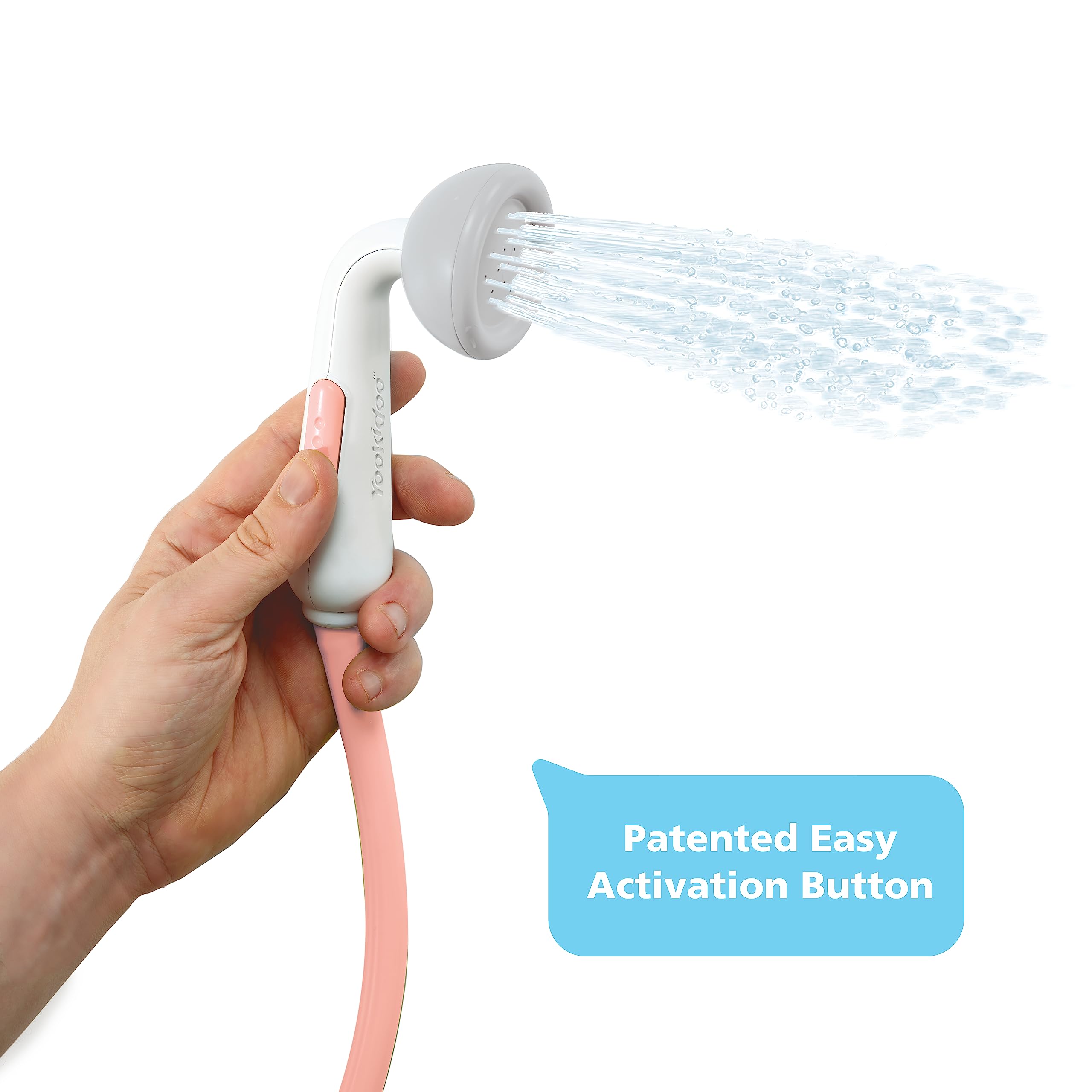 Yookidoo Baby Bath Shower Head - Elephant Bath Toy and Trunk Spout Rinser - for Newborn Babies in Tub Or Sink (Pink)