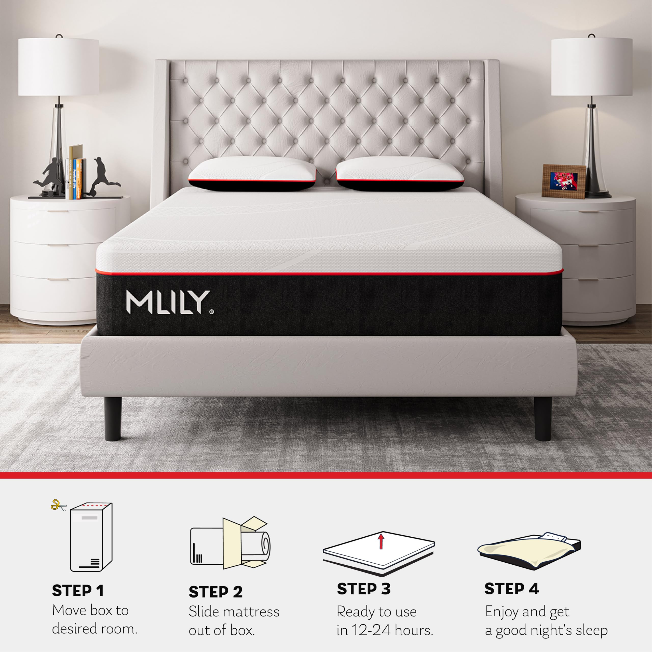 MLILY Twin Mattress Bed Mattress, Manchester United 10 Inch Memory Foam Mattress, Cool Sleep & Pressure Relief, Made in USA, White