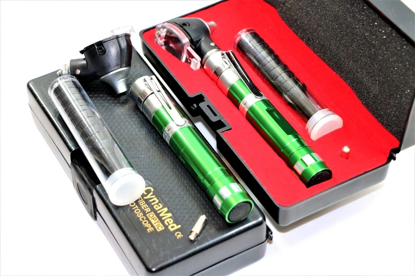 Premium 3.2V Pro Led Otoscope Set Fiber Optic with Hard Case Plus 1 Extra Bulb Cynamed
