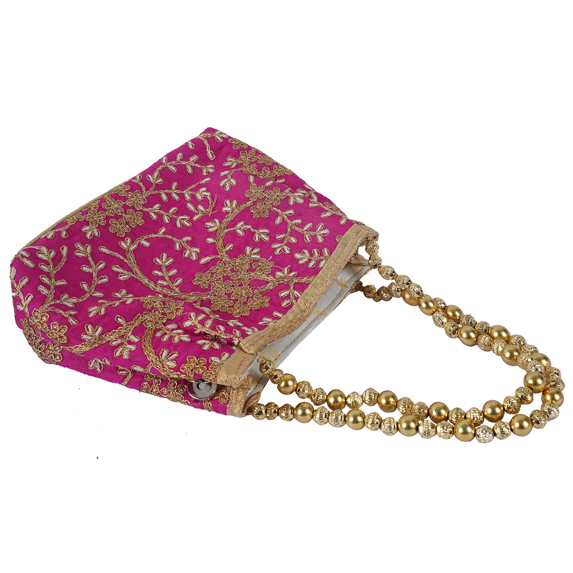 Ekavya Indian Ethnic Potli Bag wedding purse jewelry purse for girls (Dark Pink)