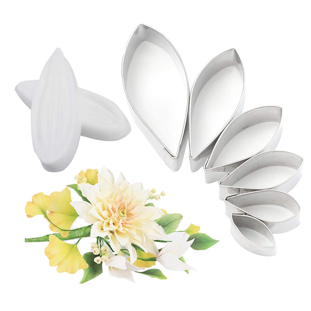 KALAIEN Dahlia Sugar Flower Veining Molds Fondant Cutters Gumpaste Cake Craft Tools(14PCS)
