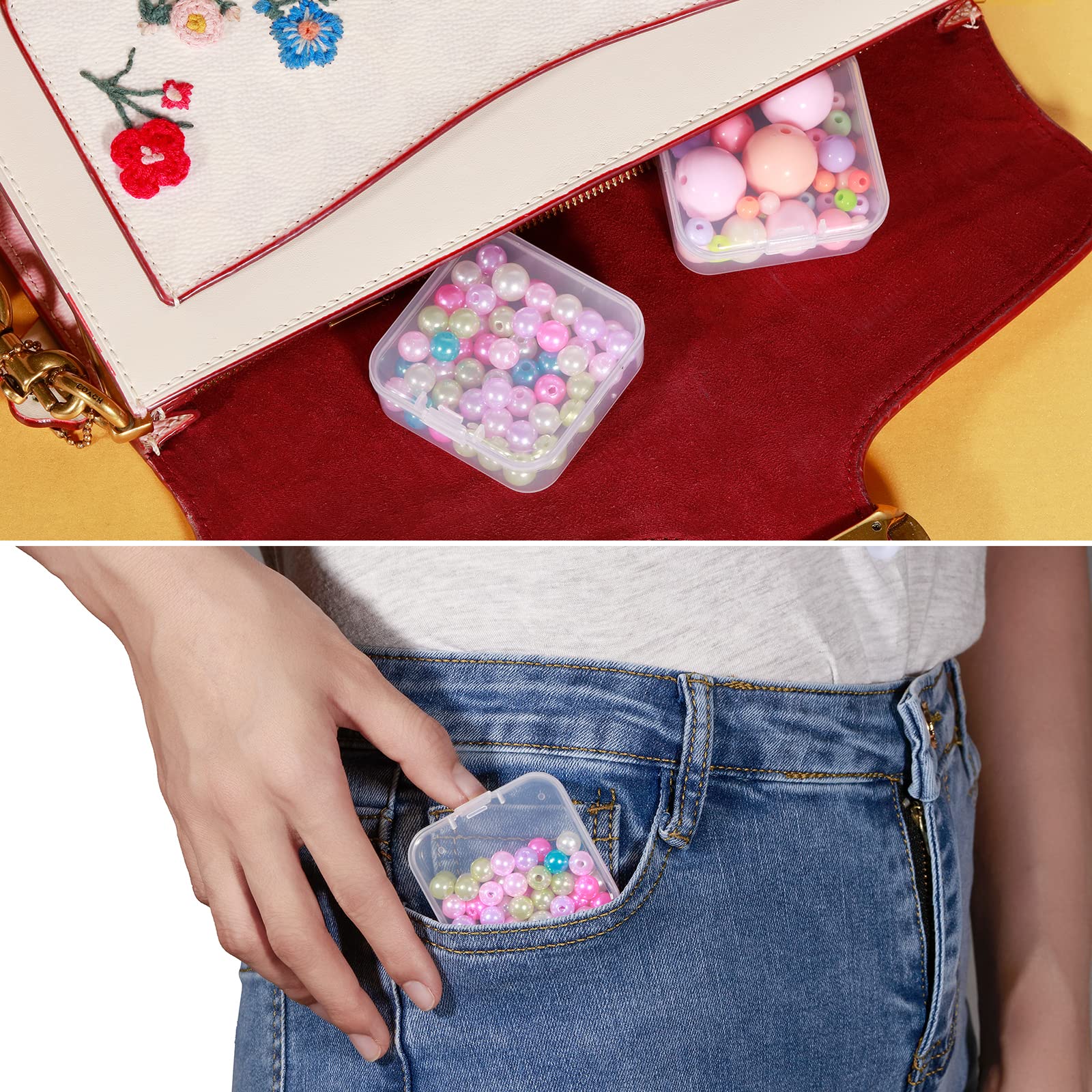 Mathtoxyz 36PCS Bead Organizer Box, Small Bead Organizers and Storage Containers Rectangle Bead Holder Plastic Cases for Clay Beads Bracelet Making DIY Jewelry Craft Nail