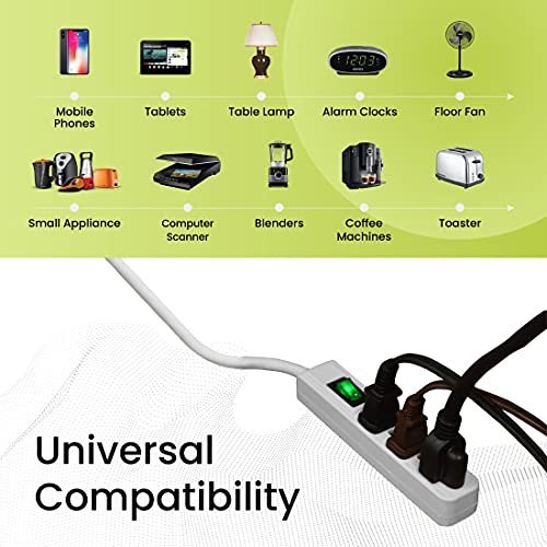 GoGreen Power (GG-13002MS) 3 Outlet Power Strip, White, 2.5 Ft Cord