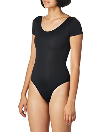 Danskin Women's Short-Sleeve Leotard, Black, Petite