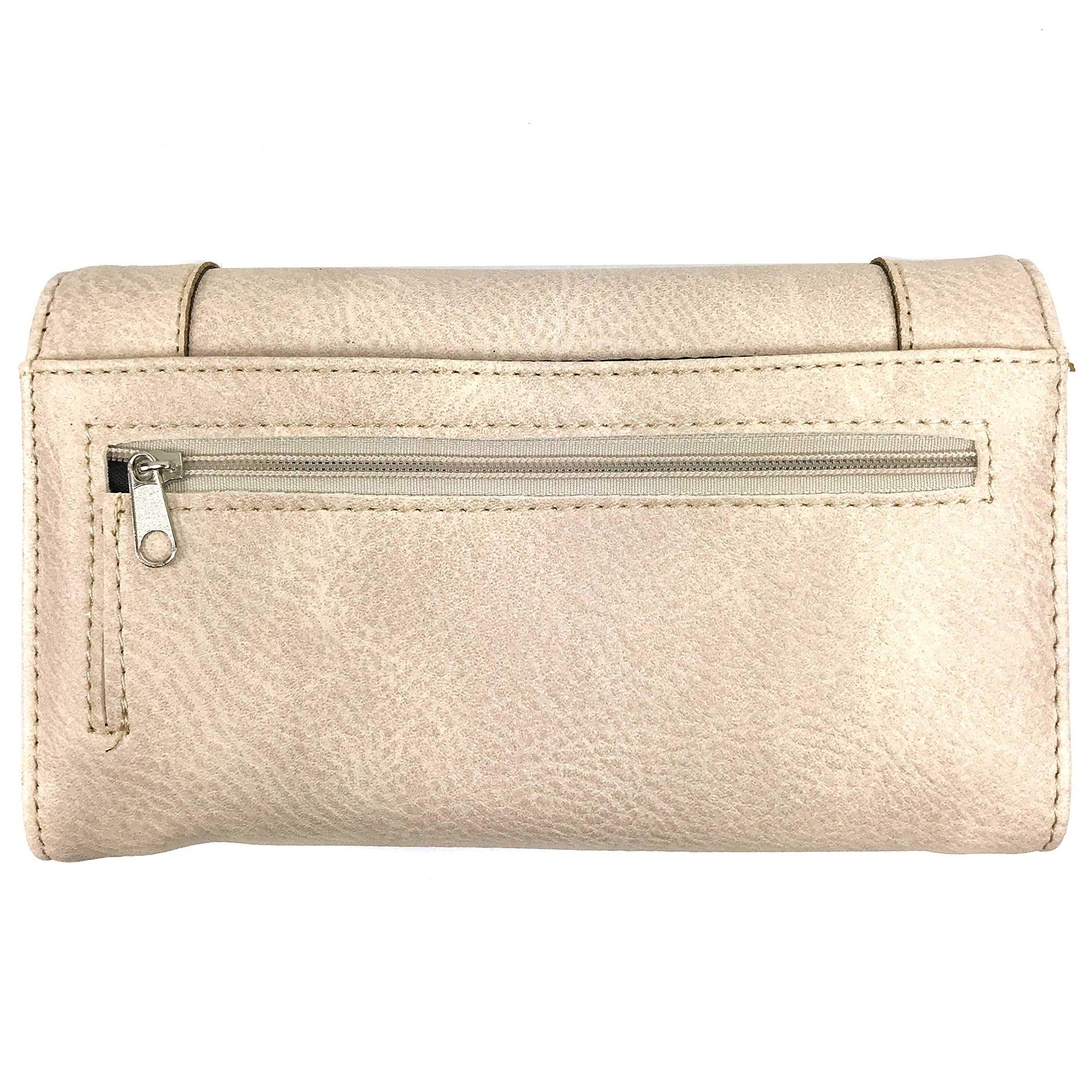 Zelris Tribal Native Dream Catcher Feather Concho Crossbody Fold Wallet (Beige)