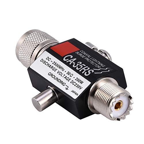 Hilitand UHF/UHF Coaxial Arrester Protector,200w Coaxial Lightning Surge Protector,Lightning Arrestor to Protect Transceiver,Receiver1/4 wavelength Short Circuit,Low Loss,VSWR