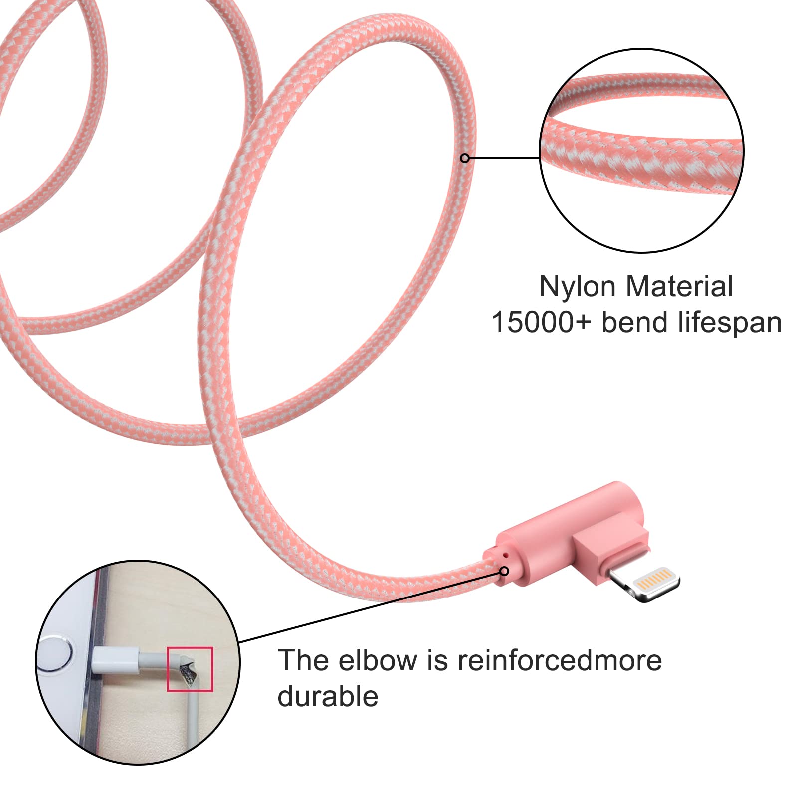 𝐢𝐏𝐡𝐨𝐧𝐞 𝐂𝐡𝐚𝐫𝐠𝐞𝐫 𝟏𝟎 𝐅𝐓 [Apple MFi Certified] 90 Degree Lightning Cable Nylon Braided iPhone Cable Compatible with iPhone 14 13 12 Mini Pro Max SE 11 Xs Max XR X 8 7 6 (10Feet)