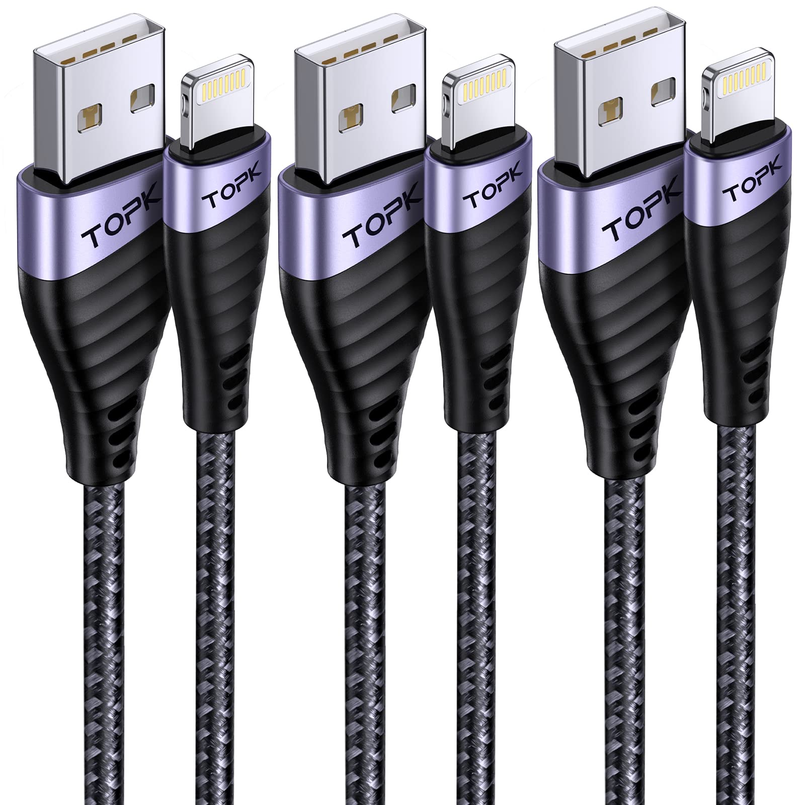 iPhone Charger [Apple MFi Certified] 3Pack 6FT Lightning Cable Nylon Braided USB Fast Charging Cable for iPhone 3 12 11 Pro Max Xr X 8 7 6 Plus iPad and More
