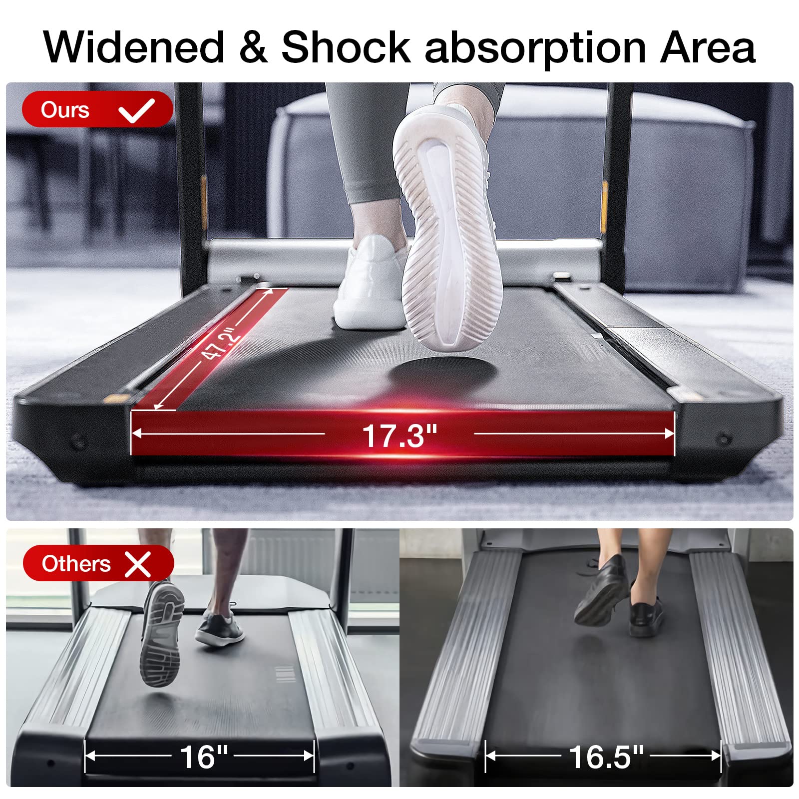 Foldable Treadmill for Home Use, Geemax 2 in 1 Electric Under Desk Treadmill for Small Spaces, Manual Automatic Modes Walking Running Pad 100% Assembled with Large Running Area Upright Storage 6.2MPH