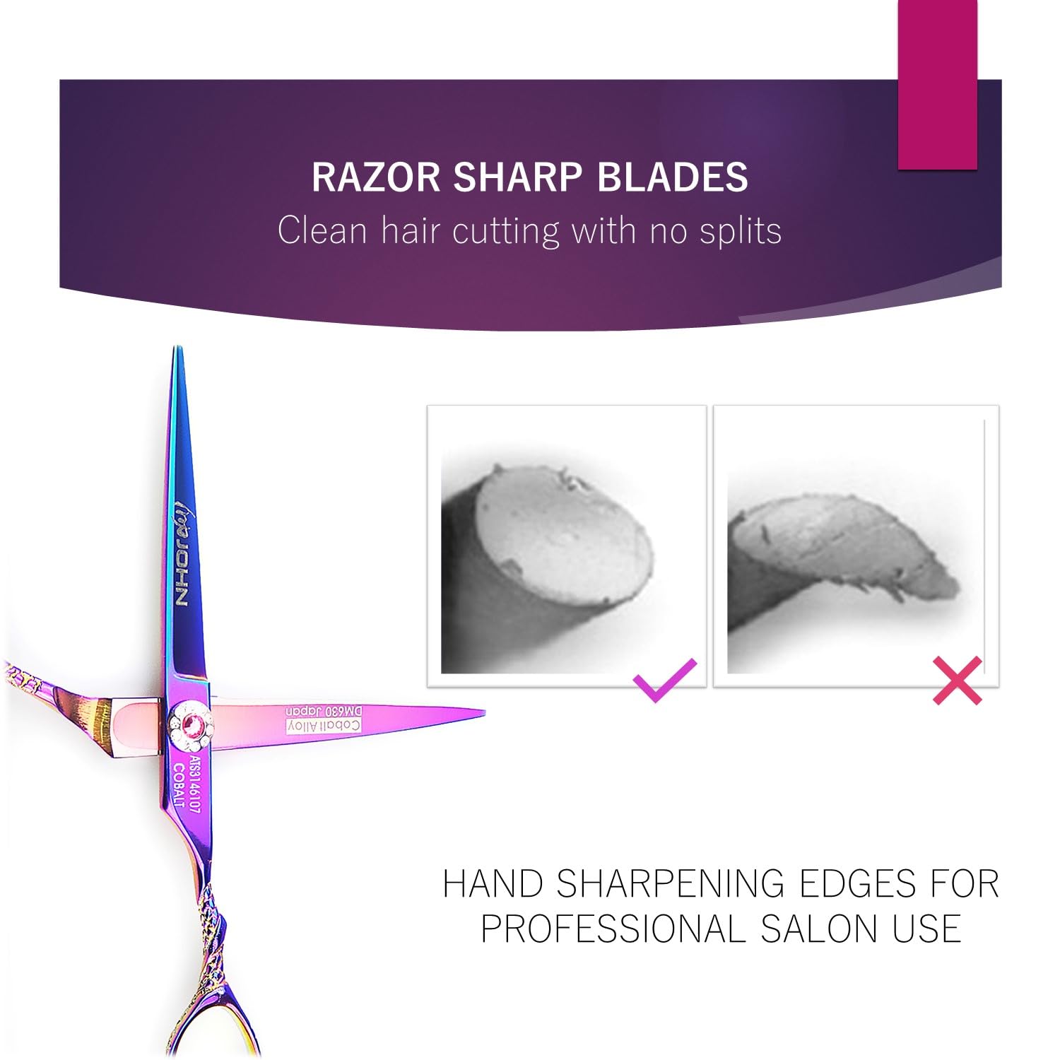 JOHN Haircut Scissors, Professional Barber Shears for Hair, 6.5inch Right Hand