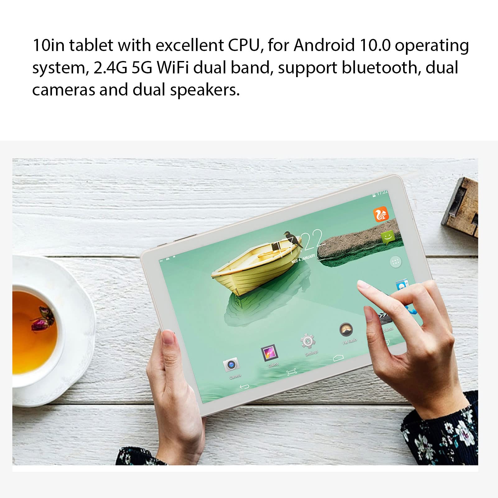 Kids Tablet, 10in LED Screen IPS HD Display Tablet 32G Memory Large Capacity 8 Core Processor 5G WiFi Dual Band Toddler Tablet for Video US Plug 100 to 240V (US Plug)