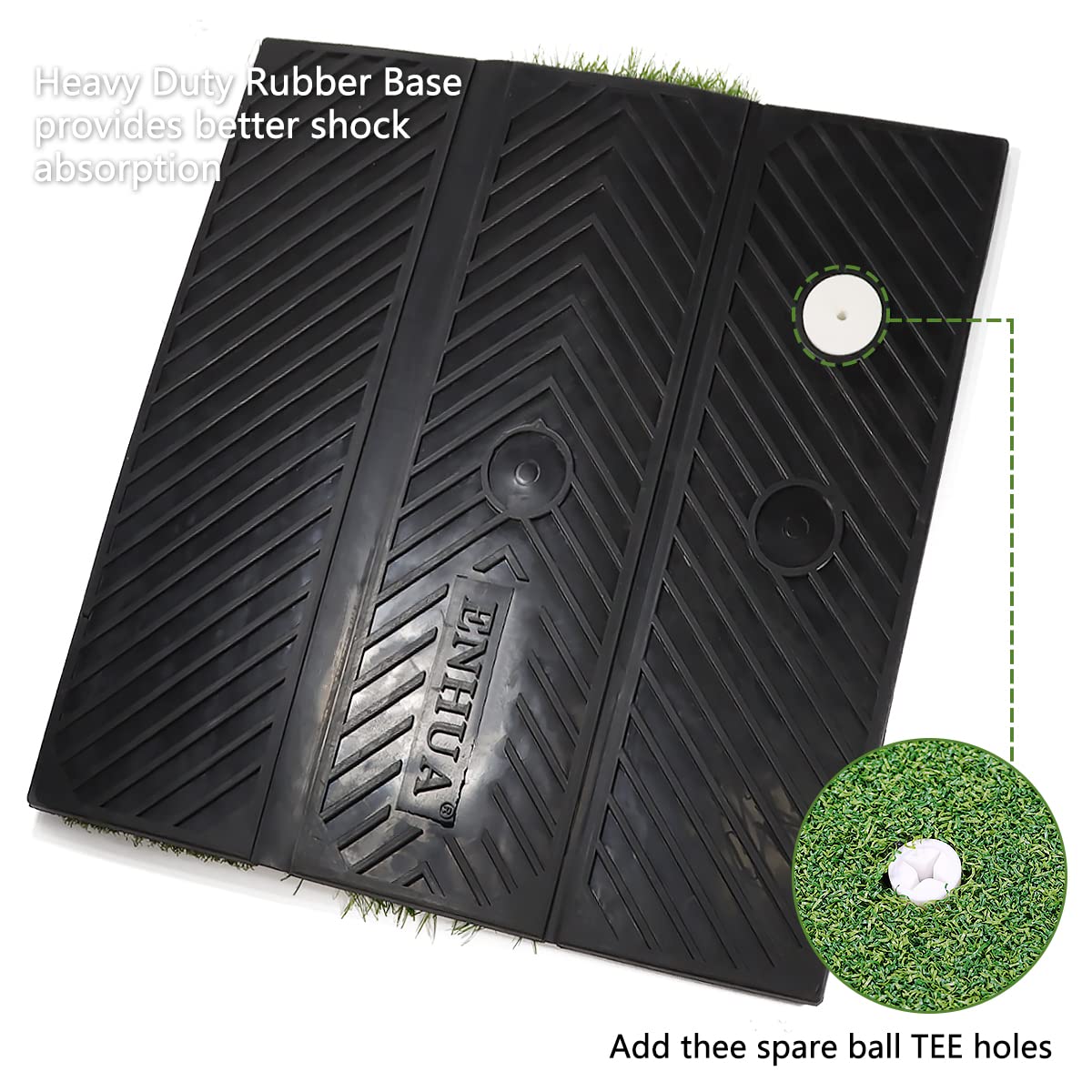 ENHUA GOLF Hitting Mat with Ball Tray,21x18 INCH Turf Indoor/Outdoor Pad for Chipping Swing Golfing Practice,Heavy Duty Training Mats with 9 Tees (D)