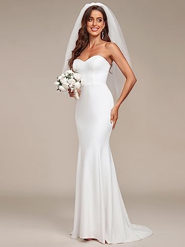 Ever-Pretty Womens Long Off-Shoulder Mermaid Sexy Wedding Bridesmaid Dresses for Evening Party White US16