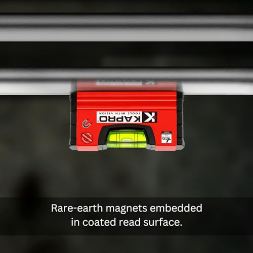 Kapro - 246 Handy Pocket Level - Magnetic - Features VPA Certified & Shock-Resistant Vial - with Rubber End Caps - Pocket-Sized and Compact - Aluminum Box Profile - 4β