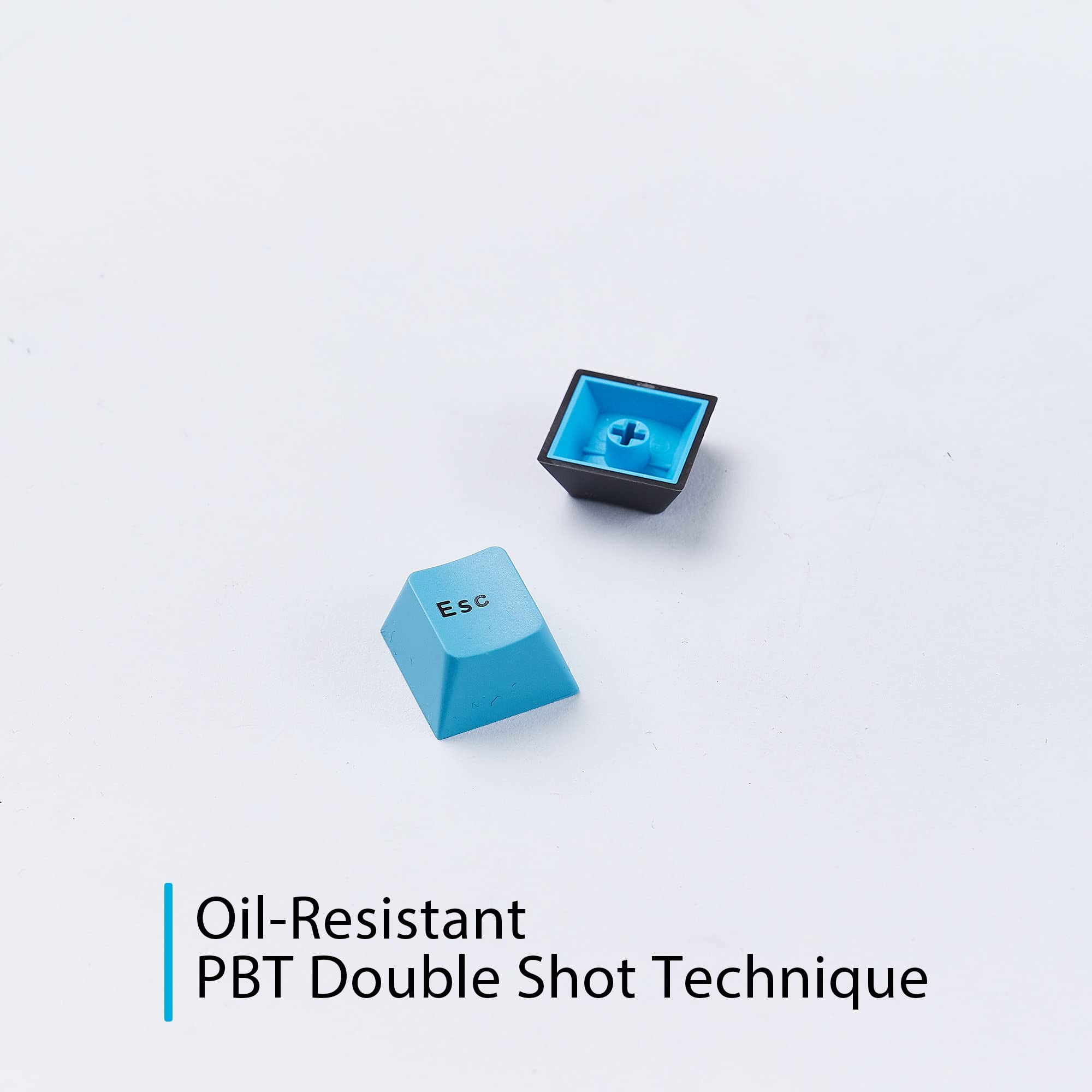 KEYMECHER PBT Custom Keycaps Compatible with Cherry MX, Kailh, Getern Switches and Clones, Cherry Profile, Doubleshot 188-Keycap Set for Mechanical Gaming Keyboard, Cyan Night