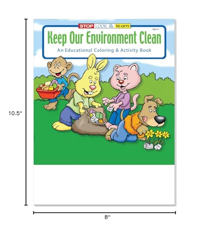 ZOCO - Keep Our Environment Clean - Kids Coloring Books (25 Bulk Pack, Without Crayons) - Conservation, Recycling - Earth Day Supplies - Educational Activities for Kids