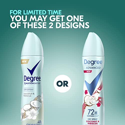 Degree Advanced Antiperspirant Deodorant Dry Spray Coconut & Hibiscus 3 count 72-Hour Sweat and Odor Protection Deodorant Spray With MotionSense Technology 3.8 oz