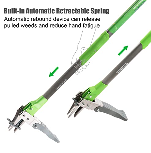 Grootpow WP5 Weed Puller Tool, Stand Up Weeder with 40" Handle, 3 Claws & Fiberglass Foot Pedal, Weeding Tool Made with Cast-Aluminum, Easily Remove Weeds Without Bending or Kneeling