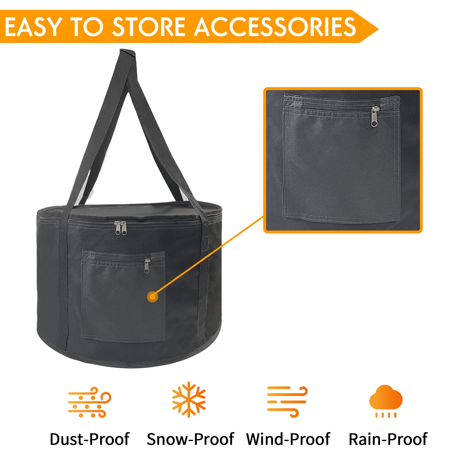 Gas Fire Pit bag 19-In Fire Pit Bag, Upgrade Fire Bowl Carry Bag Compatible with Outland Firebowl 893 870 823 Propane Gas Fire Pit for RV Travel & Camping Accessories, Black,Tolare