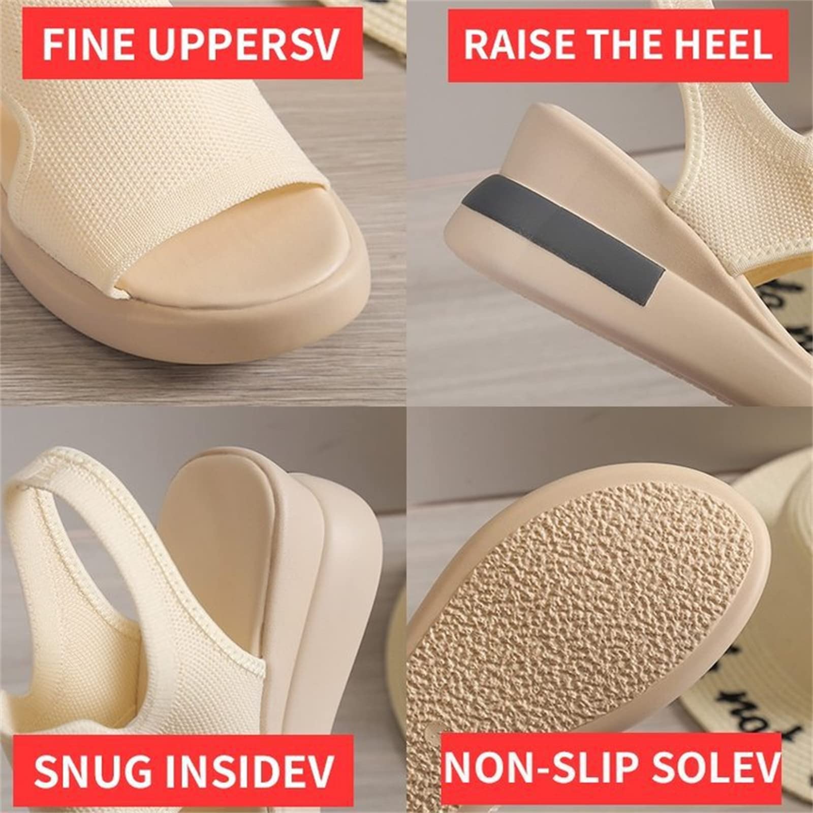 DOIX Mesh Wedges Sport Sandals for Women Comfortable Elastic Ankle Strap Fish Mouth Sandals Casual Slip on Platform Sandals Breathable Open Toe Walking Shoes Sneakers,Black,US7/EU38