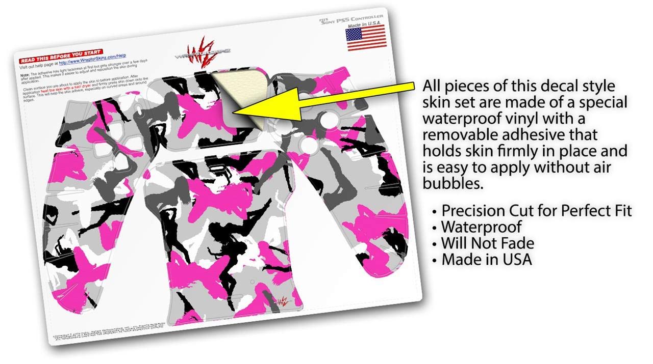 WraptorSkinz Skin Wrap compatible with Sony PS5 DualSense Controller Sexy Girl Silhouette Camo Hot Pink Fuschia (CONTROLLER NOT INCLUDED)