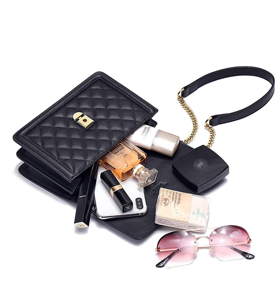 YXBQueen Handbags for Women Quilted Black Crossbody Flap Bag Small Chain Purses Black Quilted Purse