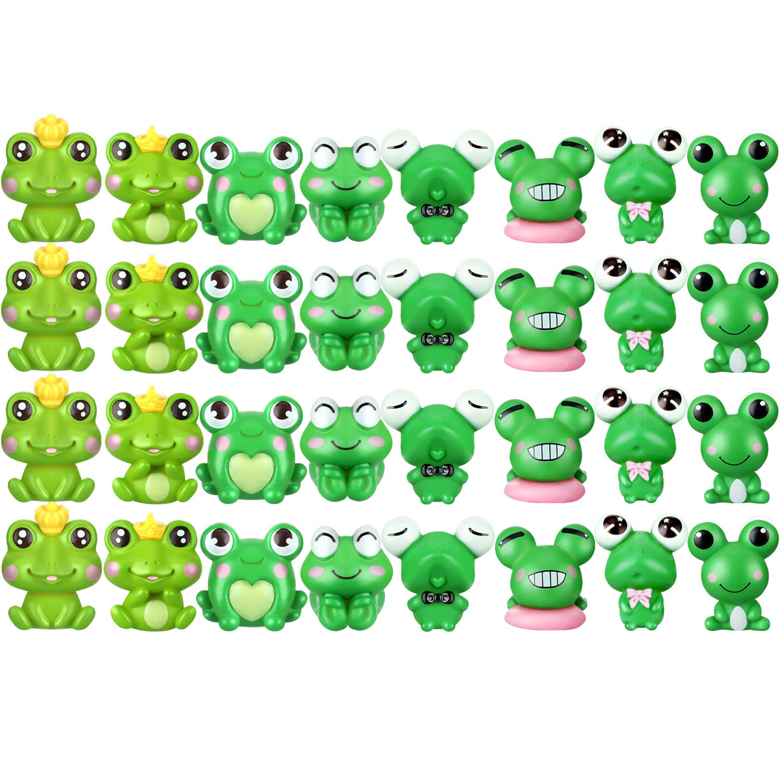 Jetec 32 Pieces Cute Frog Miniature Figurines Frog Cake Topper Decorations Mini Garden Frog Ornaments Animals Model Garden Miniature Landscape DIY Craft for Home Decoration Party Supplies