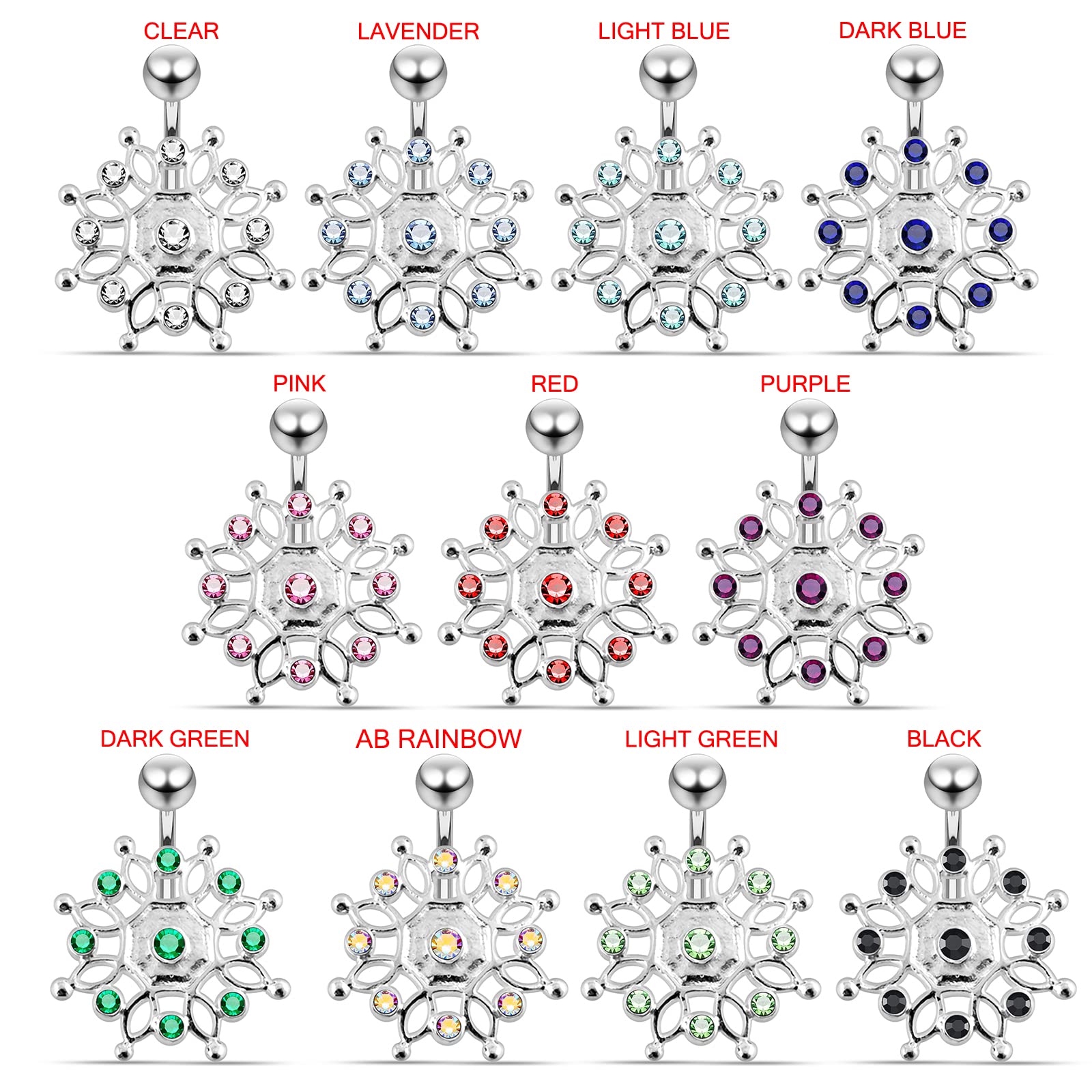 Dark Green Gemstone Fancy Crown Shape 925 Sterling Silver with Stainless Steel Belly Button Navel Rings