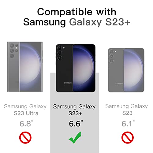 JETech 5 in 1 Matte Case for Samsung Galaxy S23+/ S23 Plus 6.6-Inch with 2 Screen Protector and 2 Camera Lens Protector, Translucent Back Protective Phone Cover, Tempered Glass Film (Black)