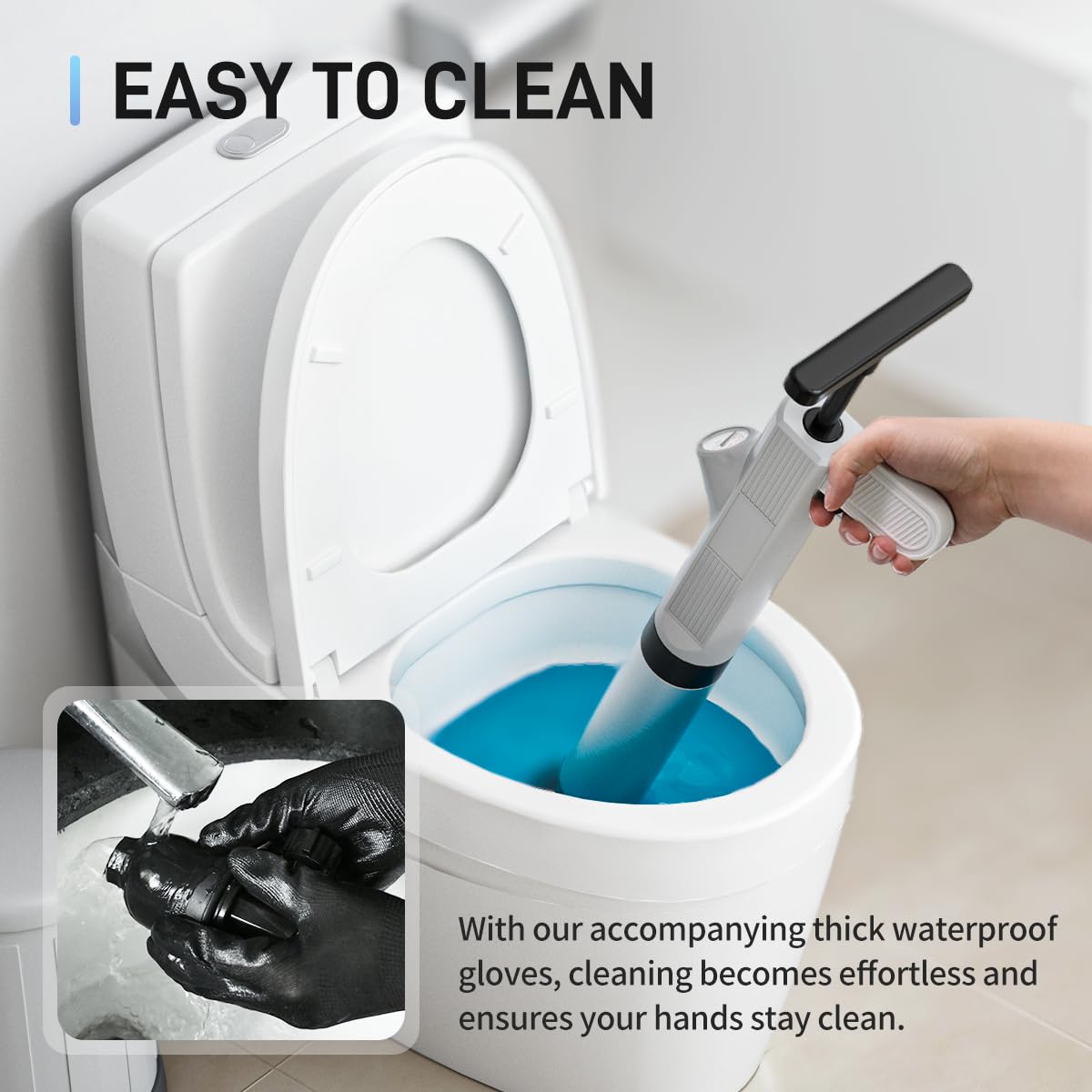 High Pressure Toilet Plunger, Drain Clog Remover Toilet Unclogger Stainless Steel Air Drain Plunger for Bathroom, Kitchen, Sink, Floor Drain,Grey