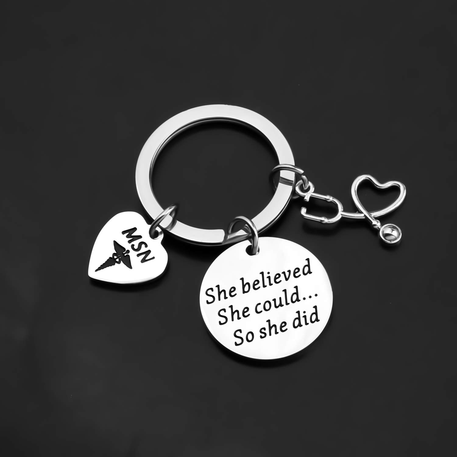 ENSIANTH MSN Gift Masters of Science in Nursing Keychain She Believed She Could So She Did Nursing Graduate Gift Masters in Nursing Gift (MSN She Believed KR)