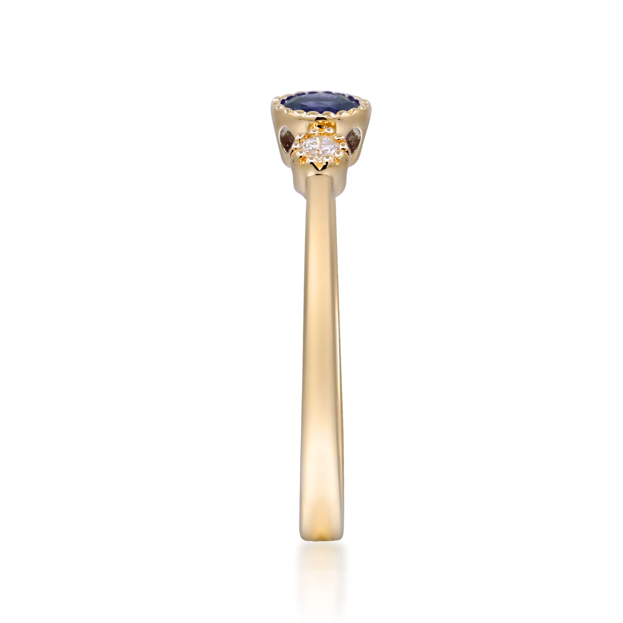 Gin & Grace 10K Yellow Gold Genuine Blue Sapphire and Natural Diamond (I1) Ring for Women.