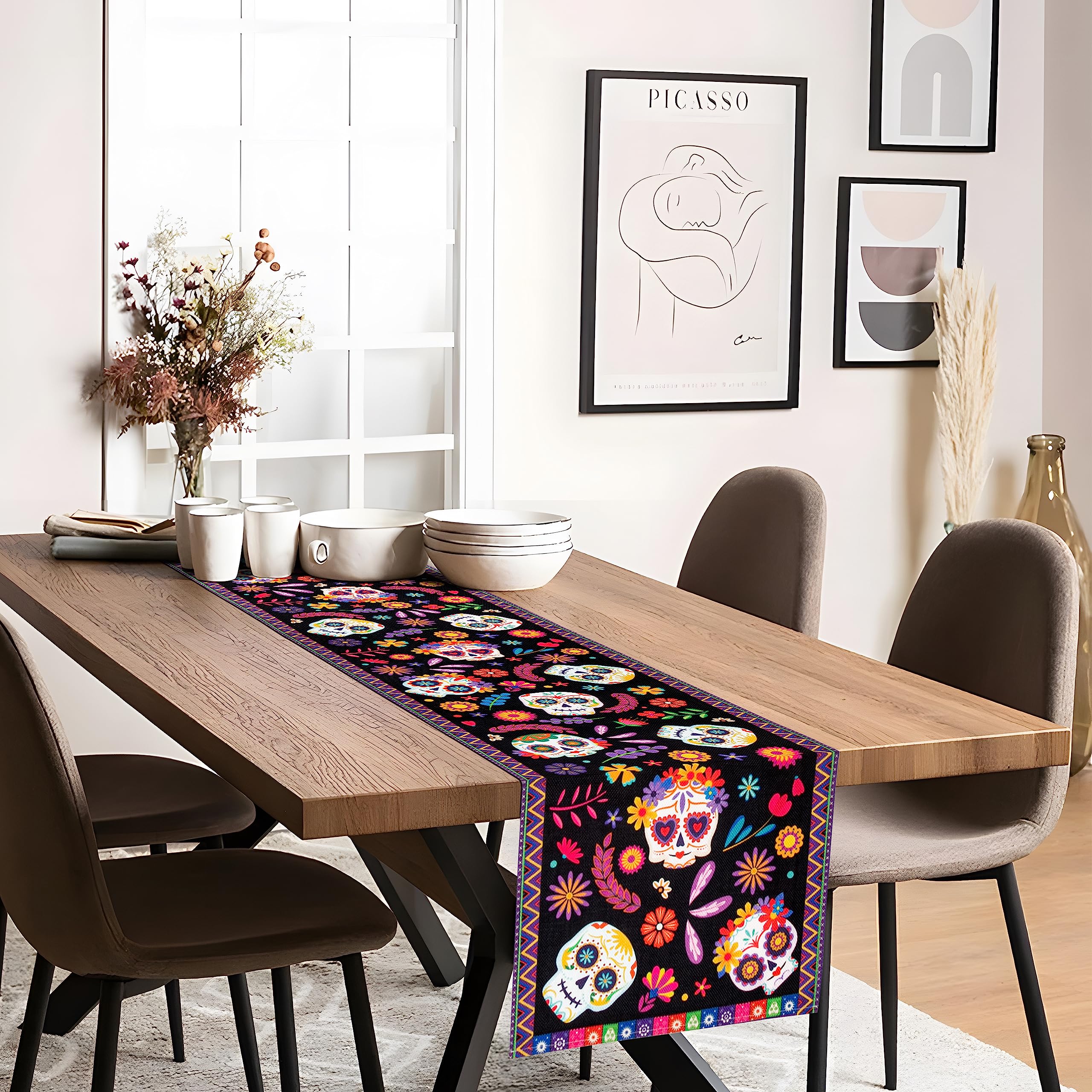 Dia De Los Muertos/Day of The Dead Decorations for Alter Table Runner Mexican Ofrenda Party Decor