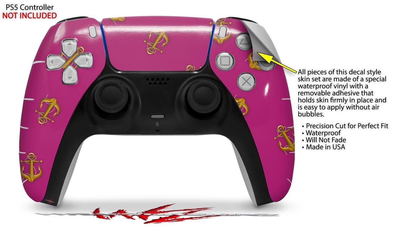 WraptorSkinz Skin Wrap compatible with Sony PS5 DualSense Controller Anchors Away Fuschia Hot Pink (CONTROLLER NOT INCLUDED)