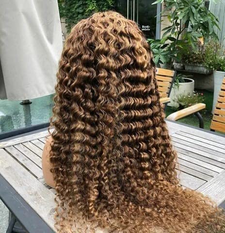 Highlight Ombre Curly 100% Human Hair Hair Wig HD Transparent 13x4 Lace Front Blonde Deep Wave For Women (30)