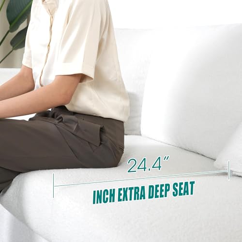 Kikihuose Modular Sectional Sofa Couch, L Shaped Couch with Storage Ottoman, Convertible Sofa with Chaise, Modern 3 Seater Comfy Couch for Living Room, Apartment, Small Space, White