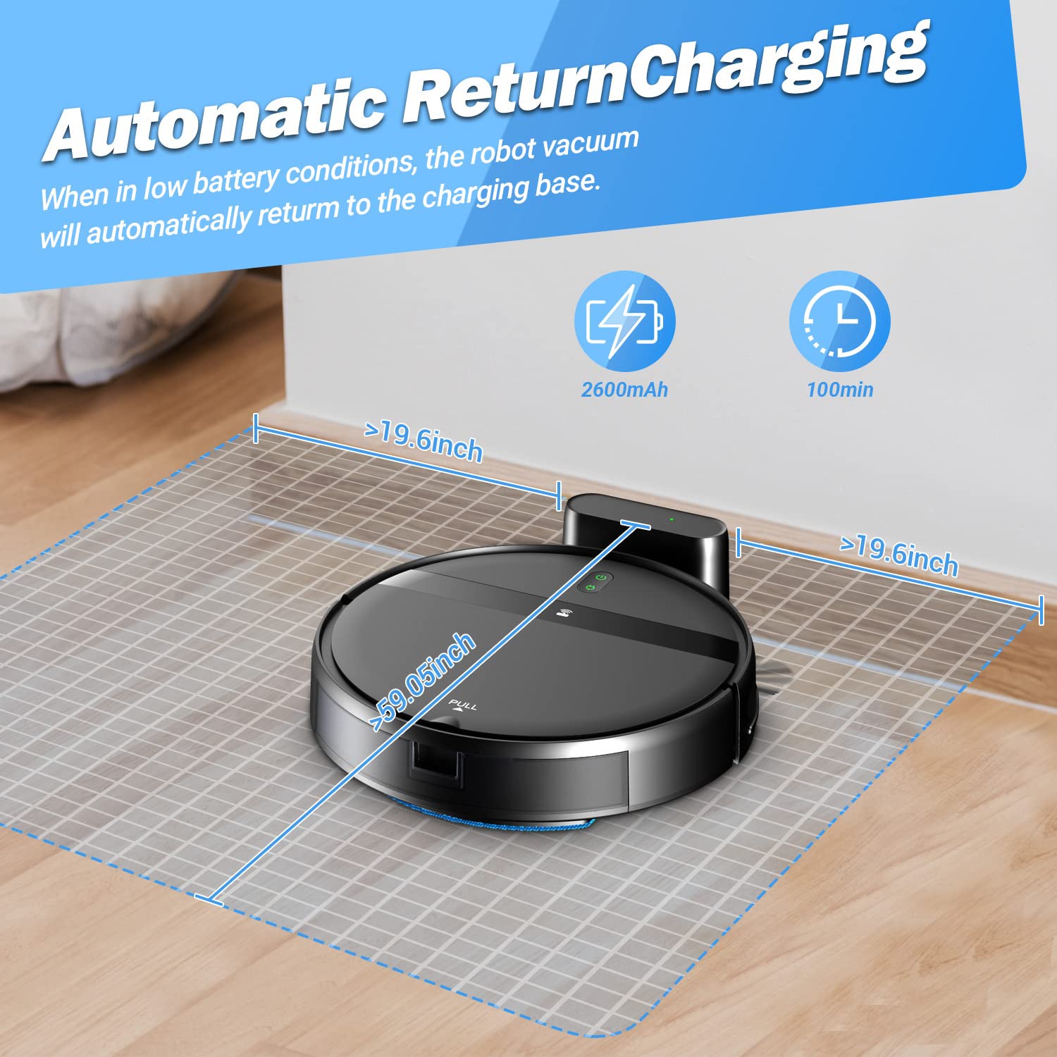 Kilgone Robot Vacuum Cleaner, App/Voice Control, Robot Vacuum and Mop Combo 2 in 1, Automatic Recharge Robotic Vacuum, Long Runtime, Self-Charging, Cleans Carpets, Hard Floors & Pet Hair Efficiently