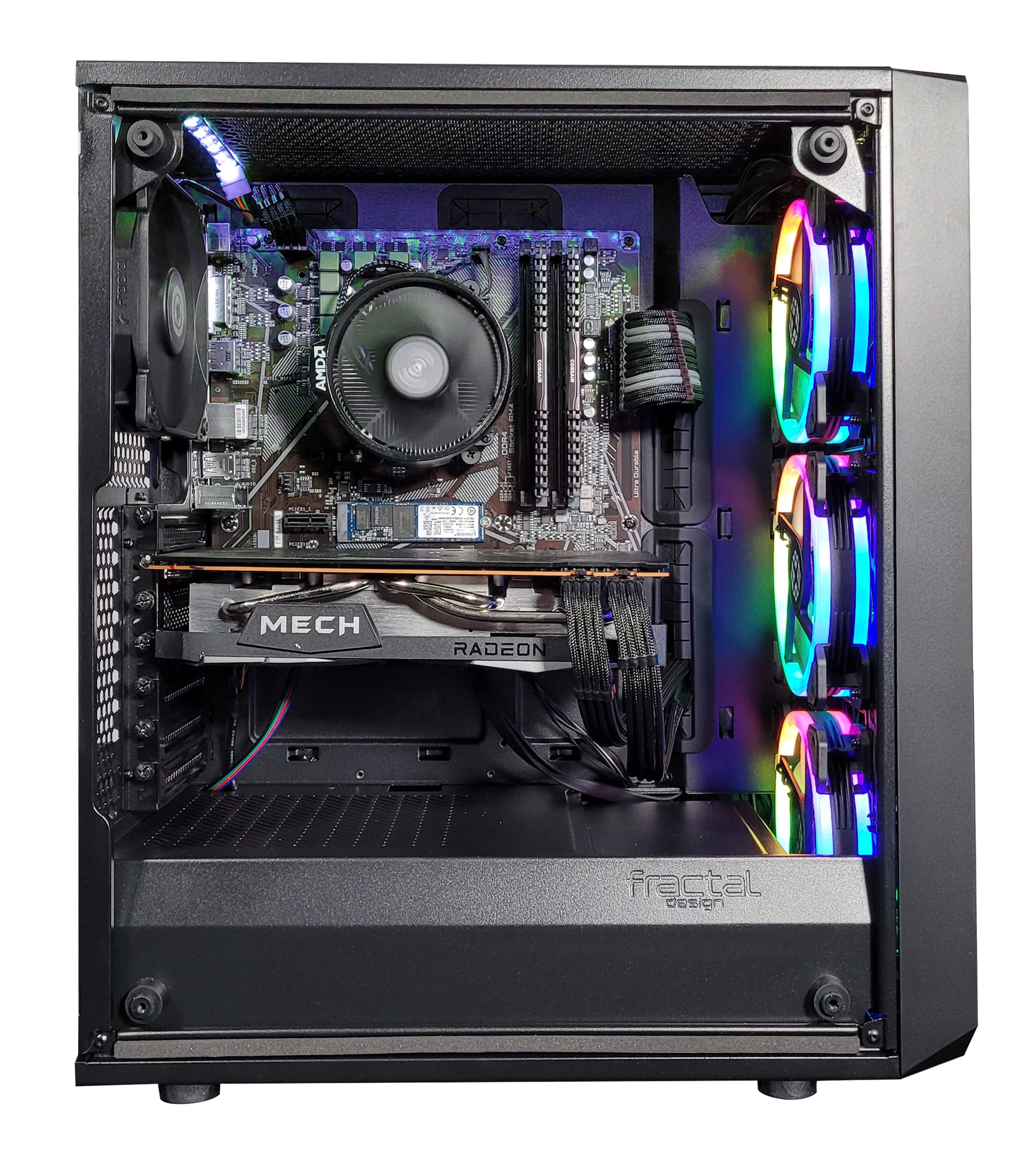 G3 Meshify Optimal Gaming Desktop (AMD Ryzen 5 5600G 6-core 4.4GHz Turbo, 16GB DDR4 RAM, 500GB NVMe SSD, Radeon Graphics, Windows 11) Gamer Computer PC