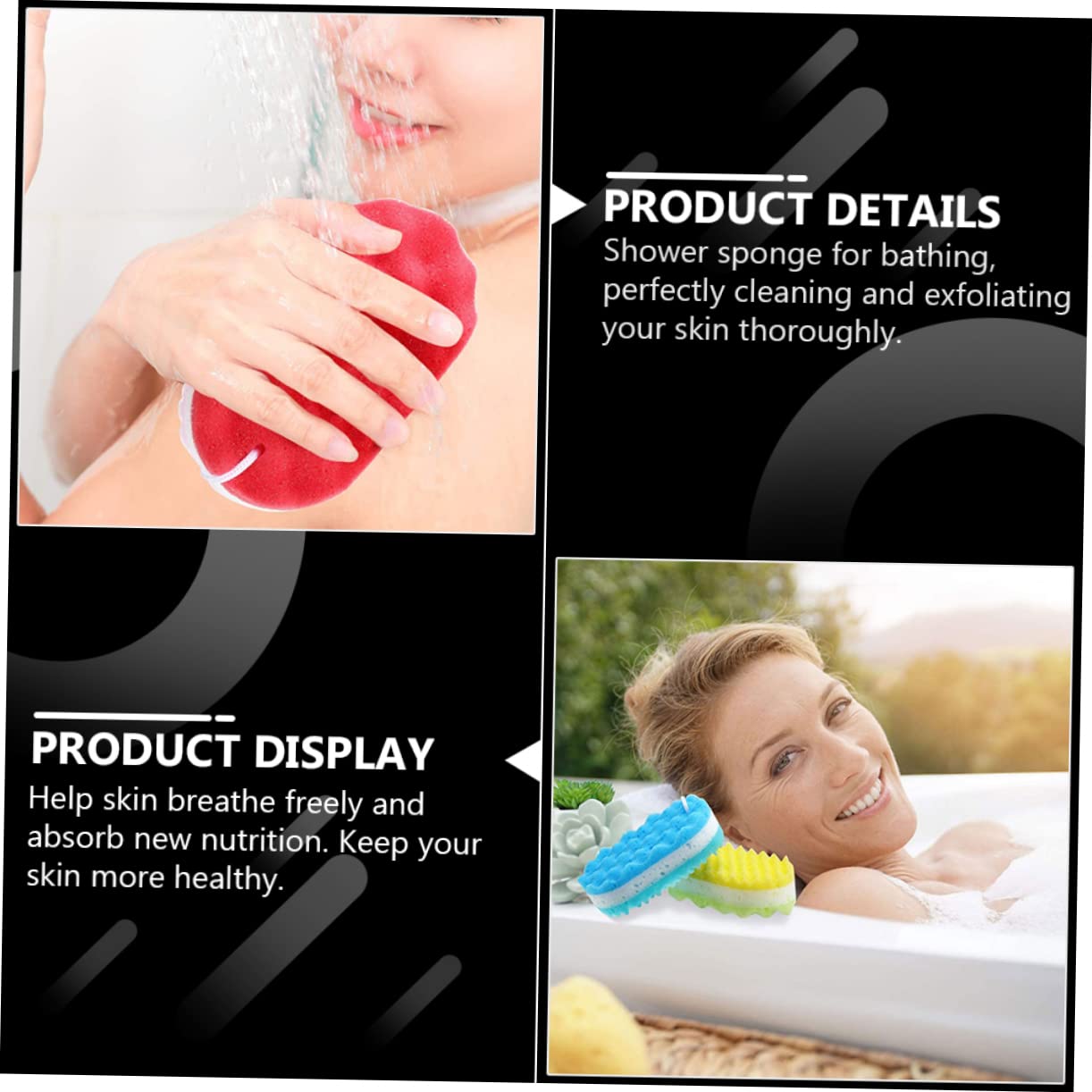 LALAFINA 6pcs Three Layer Bath Sponge Body Wash Scrubber Scalp Scrubber Cleaning Sponge Body Shower Sponges Foam Sea Sponge Handheld Bath Scrubber Bath Shower Sponge Bath Exfoliating Sponge