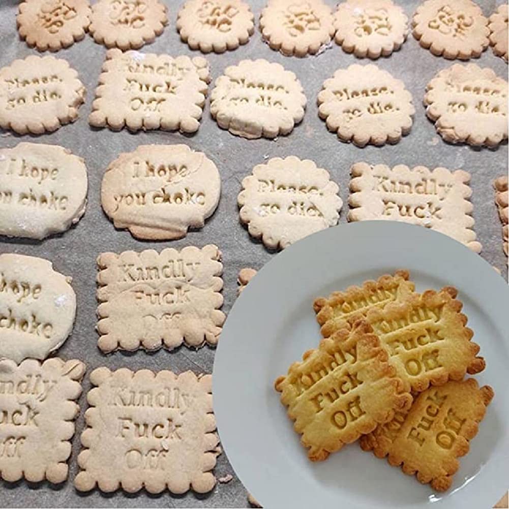 GUAGLL 4Pcs Cookie Cutter Mold Funny Good Wishes Biscuits Cake Molds Cutter Letters Shapes Cookie Baking Tool