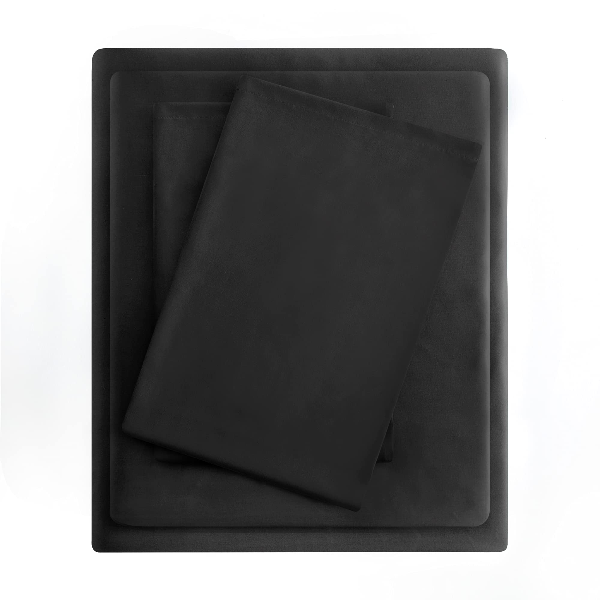 Entisn 4pcs Brushed Microfiber Sheet King Size Sets, 1800 Thread Count Ultra-Soft Egyptian Quality Bed Sheets, Black Luxury Bedding Sheets with 16" Deep Pockets, Breathable & Cozy & Anti-Wrinkle