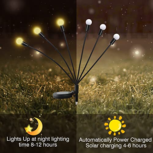 HIYALOT Solar Garden Lights-Solar Firefly Lights, Starburst Swaying Lights, Sway by Wind, Solar Garden Decorative Lights for Yard Patio Pathway Lawn Decorations,2 Pack (8LED Bulbs-2Pack)