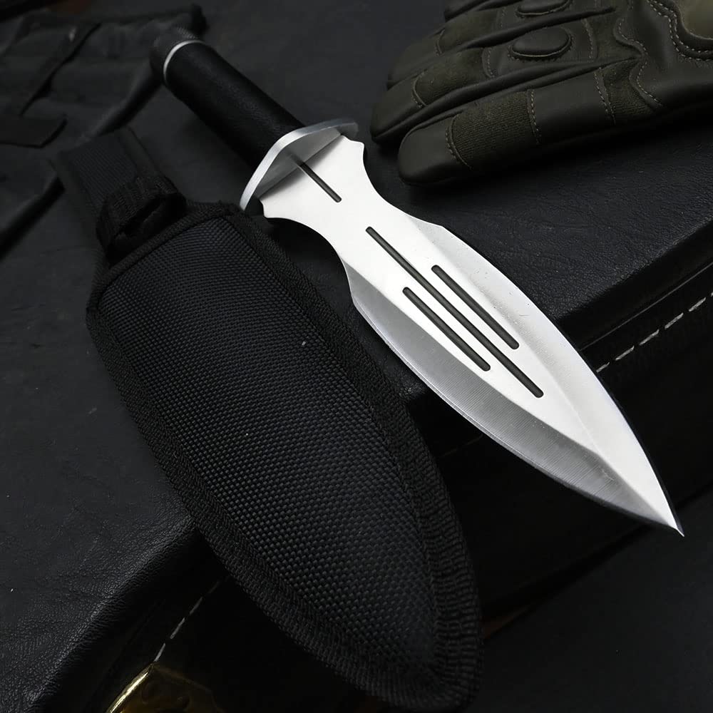 Fixed Blade Knife, Survival Utility For Hunting Camping Hiking, with Sheath and Compass