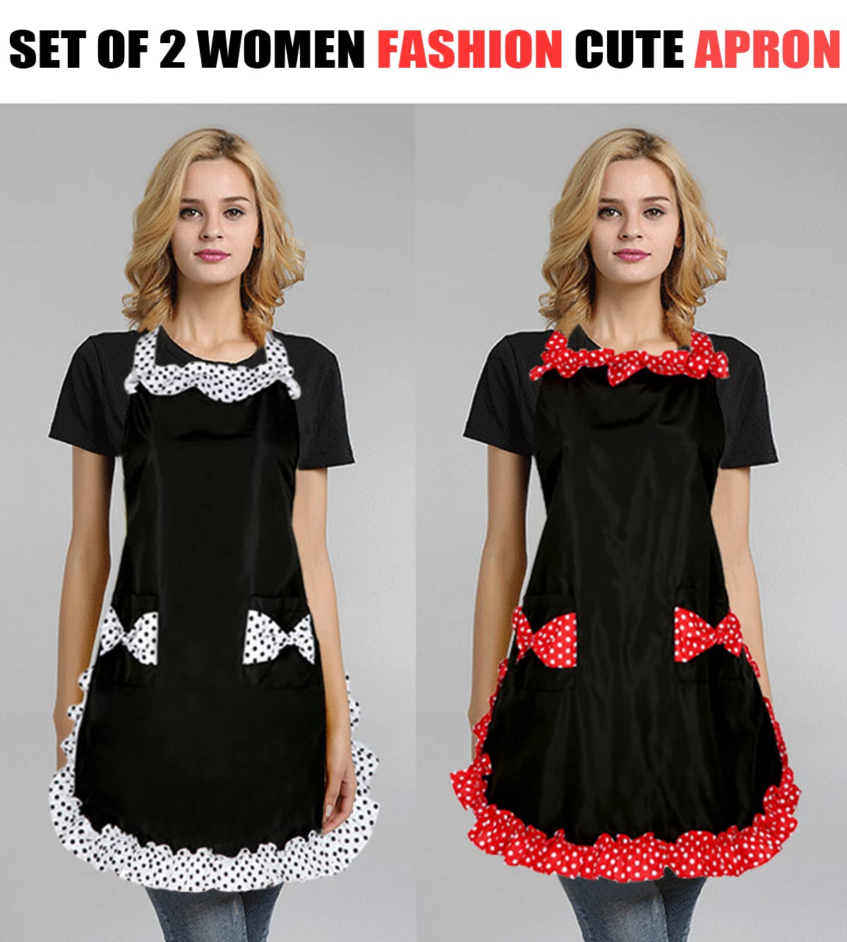 GAGOTE Cute Aprons for women, Girls Vintage Cooing Apron with Pockets for Mothers Day Gift 2 Pack