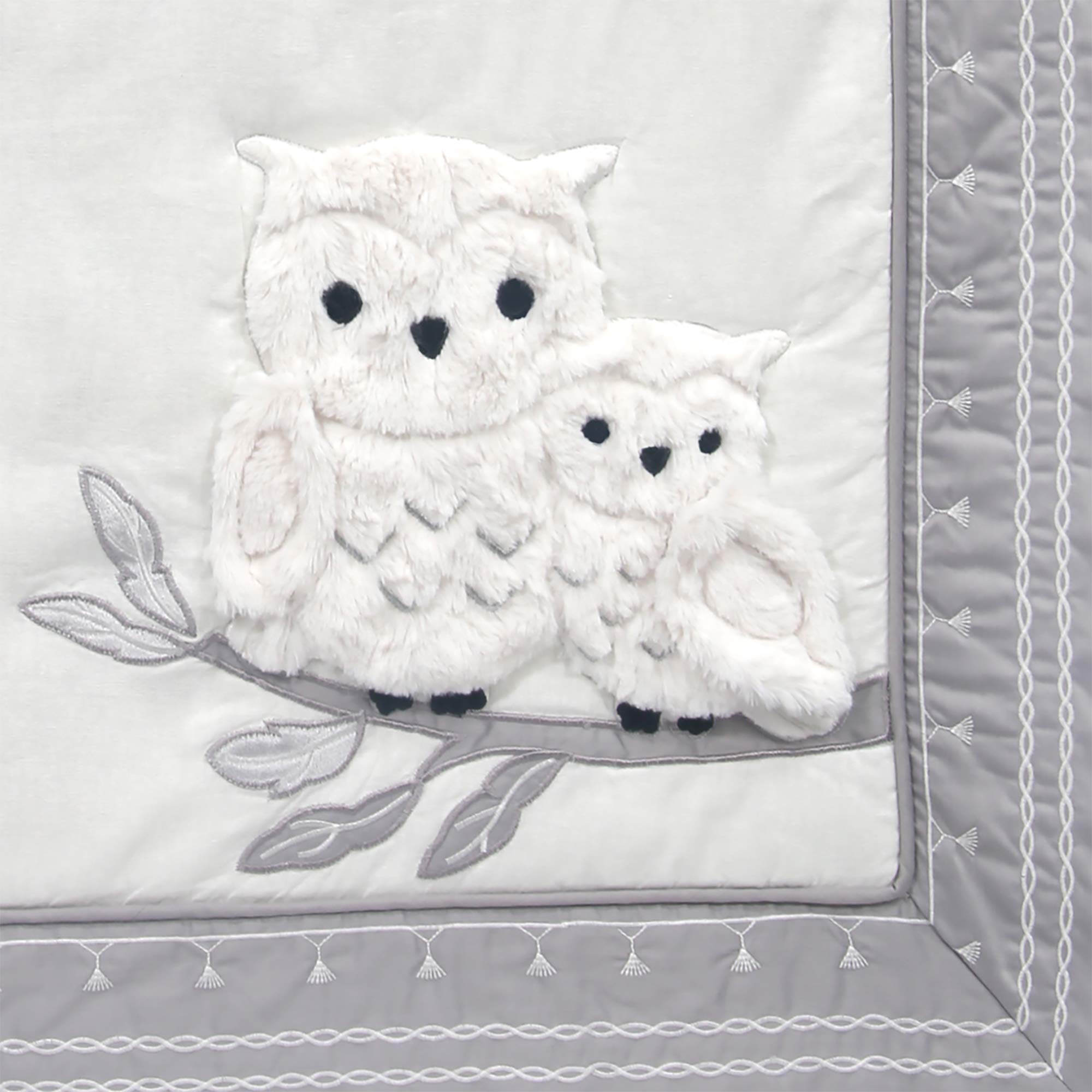 Lambs & Ivy Luna 6-Piece Gray/White Owl Nursery Baby Crib Bedding Set w/Mobile